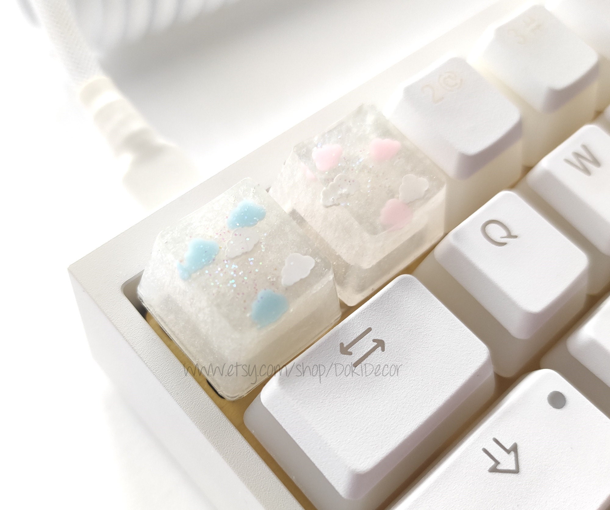 Fluffy Clouds Keycap Pink & Blue With White Clouds Glitter - Etsy