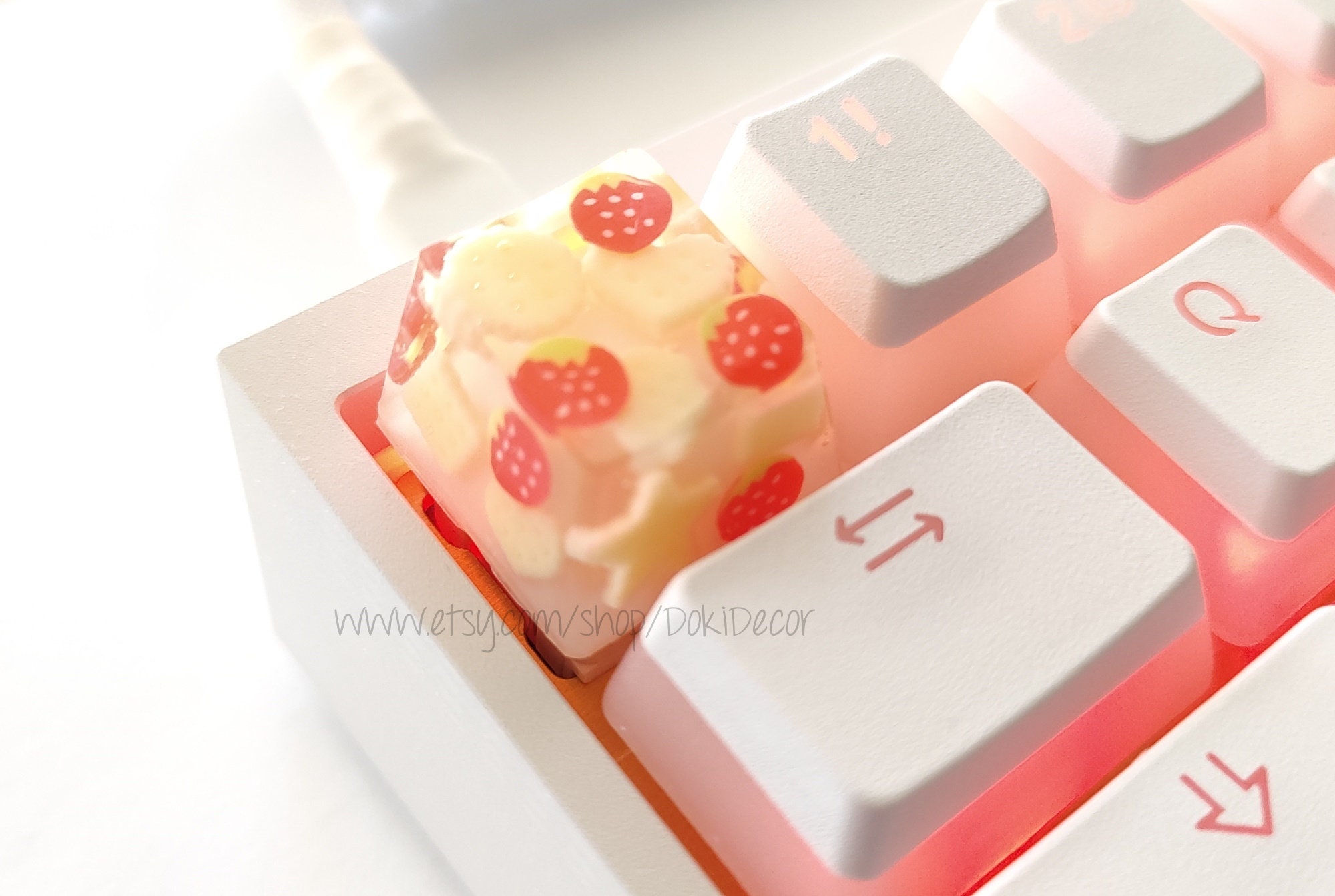 Biscuits and Strawberries Keycap White Base Artisan Cute - Etsy