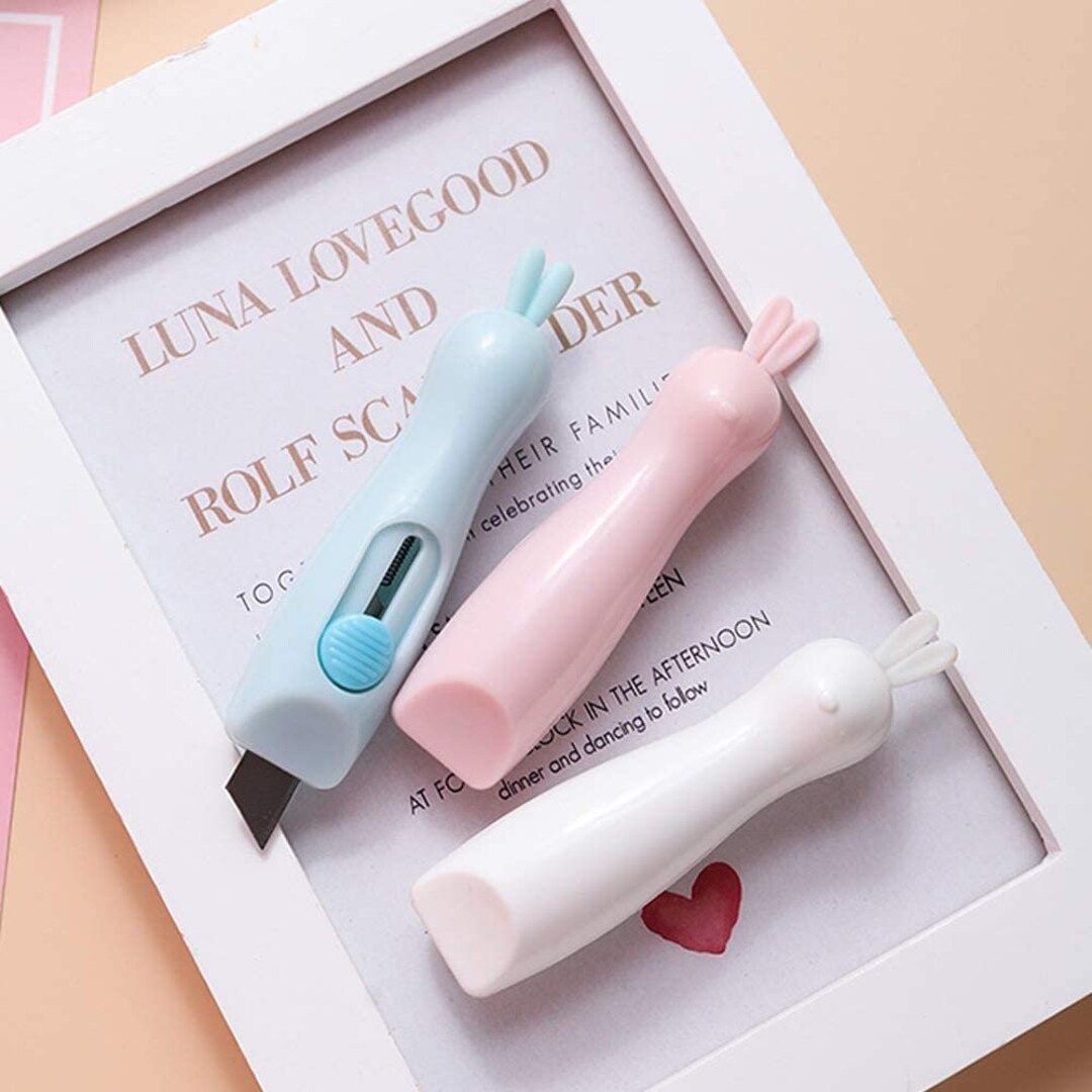 Kawaii Mini Box Cutter 3 Bunny/rabbit Retractable Portable Blue, Pink ...