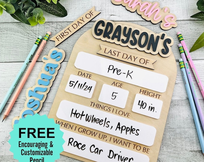 Personalized First Day of School Sign, Back to School Prop, Custom ...