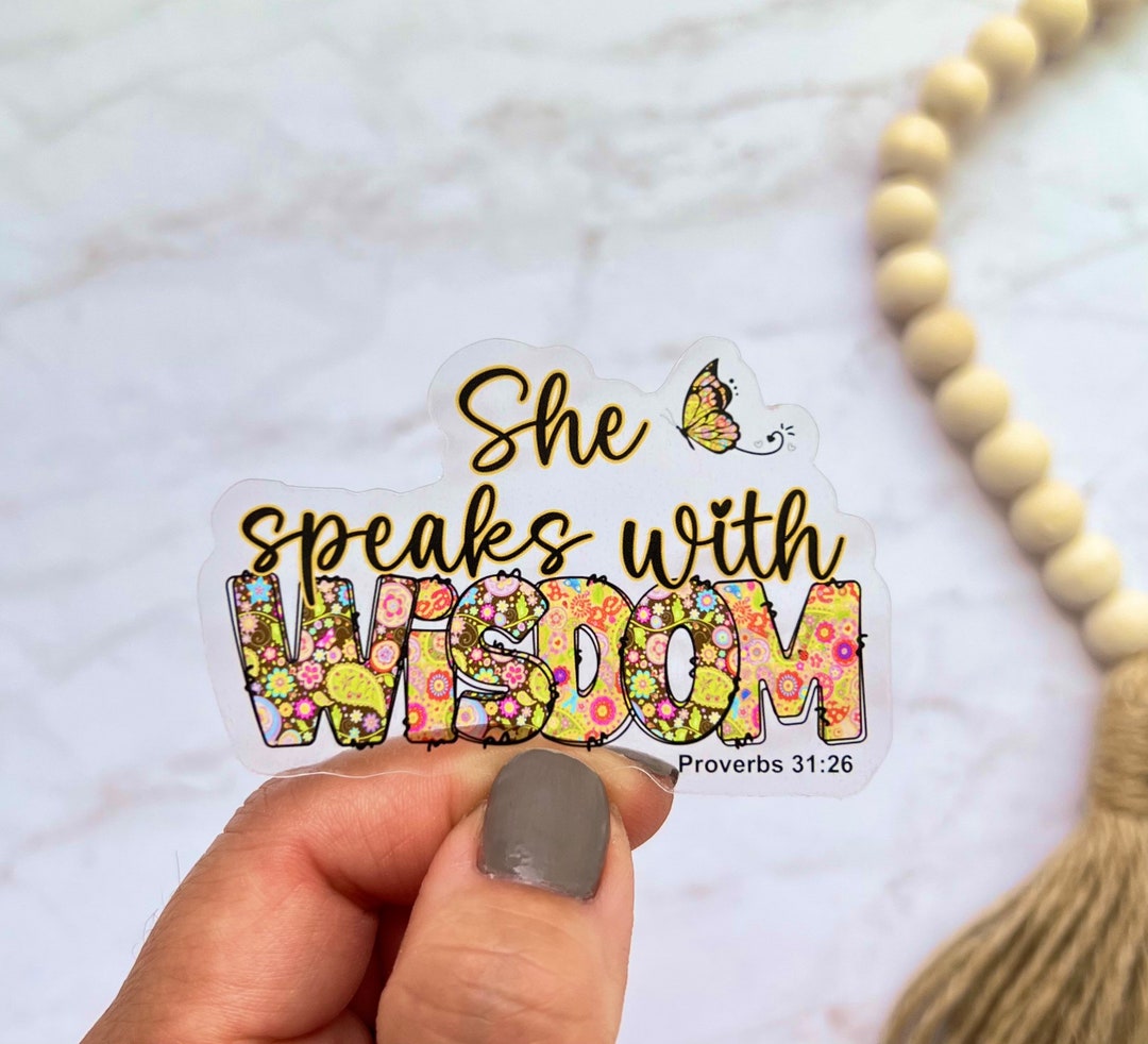 Christian Quote CLEAR Sticker, She Speaks With Wisdom Christian Decal ...