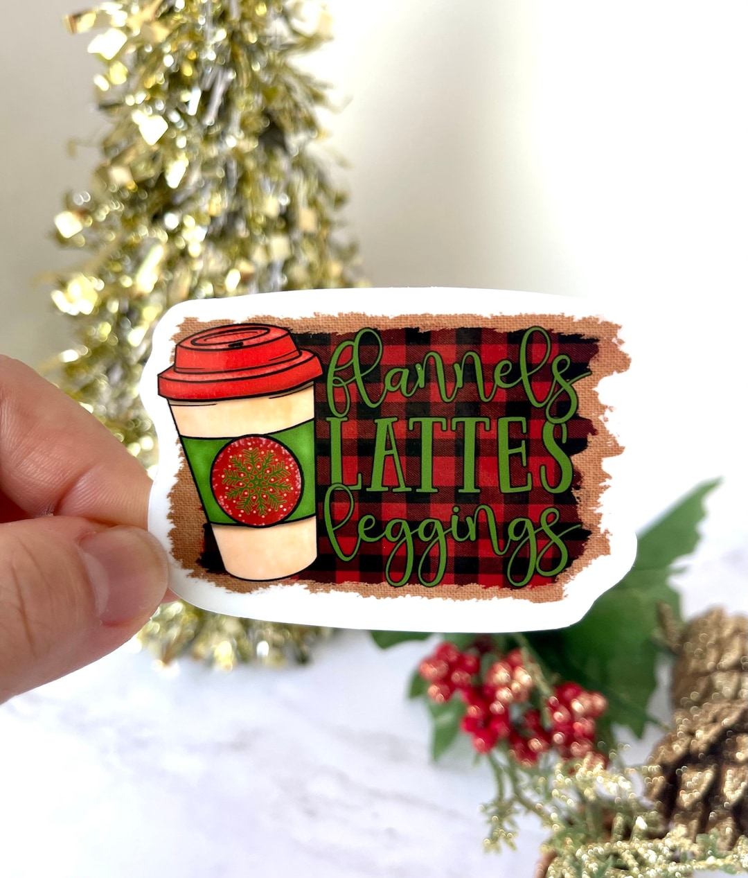 Flannels Lattes Leggings Sticker, Coffee Lover Gift, Aesthetic Stickers ...