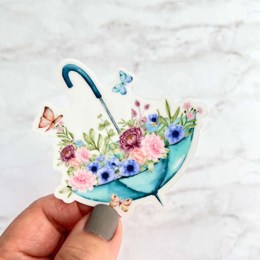 Cute Flower Umbrella Sticker, Best Friend Gift, Aesthetic Sticker ...