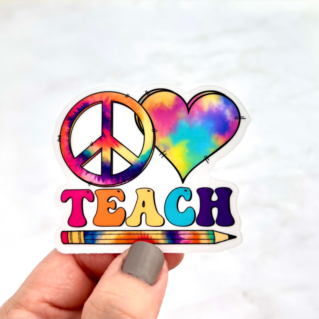 Teacher Sticker, Peace Love Teach Sticker, Teacher Appreciation ...