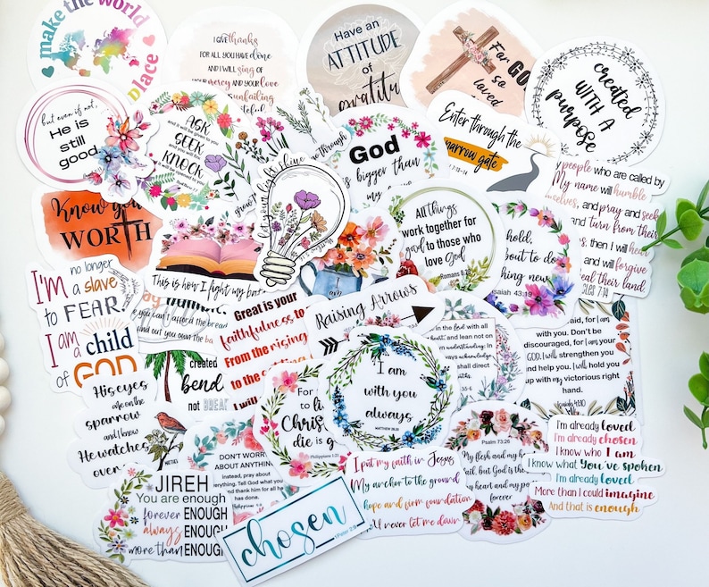 50 Bible Verse Vinyl Sticker Pack Faith Sticker Pack - Etsy