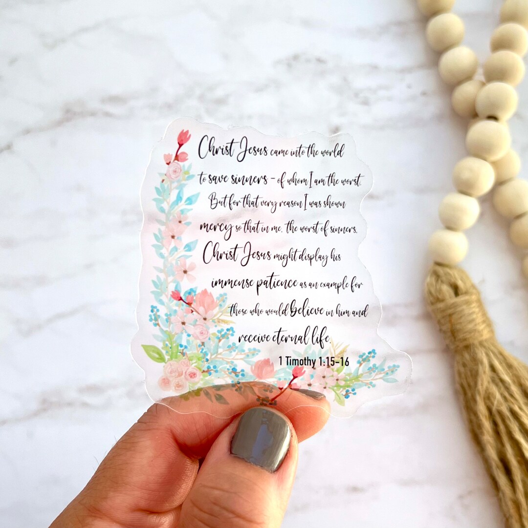 Christian Scripture Bible Verse Journal CLEAR Vinyl Sticker, Christ ...