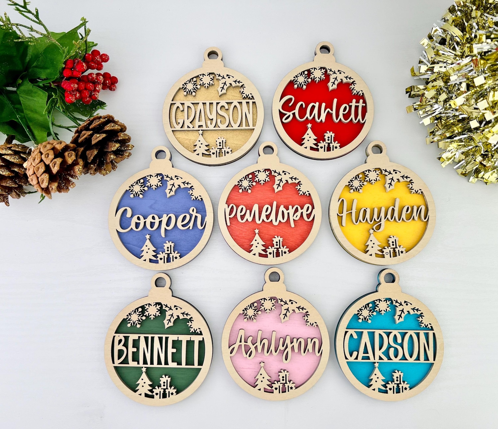 Custom Christmas Ornament, Personalized Name Wooden Christmas Ornament ...