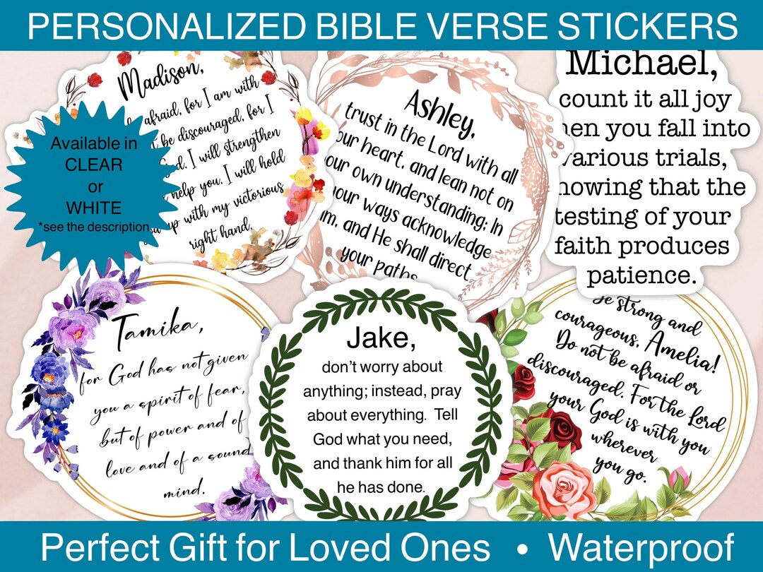 PERSONALIZED CLEAR Bible Verse Sticker, 3 INCH Clear Sticker, Christian ...