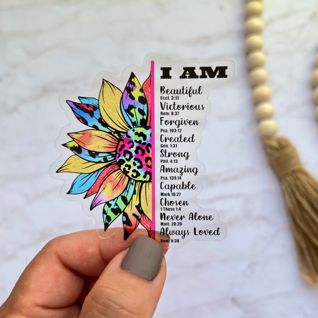 You Are Bible Verse CLEAR Sticker, Colorful Self Affirmation Sticker ...