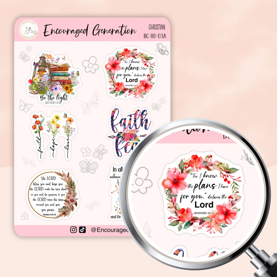 Christian Sticker Sheet, Bible Verse Sticker, Planner Sticker, Journal ...
