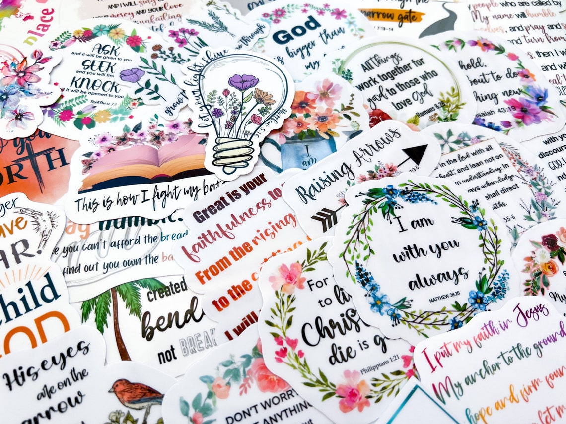 50 Bible Verse Vinyl Sticker Pack Faith Sticker Pack - Etsy