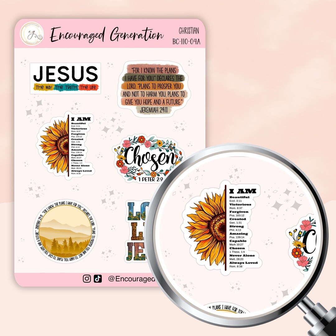Christian Sticker Sheet, Bible Verse Sticker, Planner Sticker Set ...