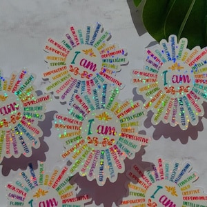 You Are Holographic Vinyl Colorful Sticker, I Am Sticker, Affirmation ...