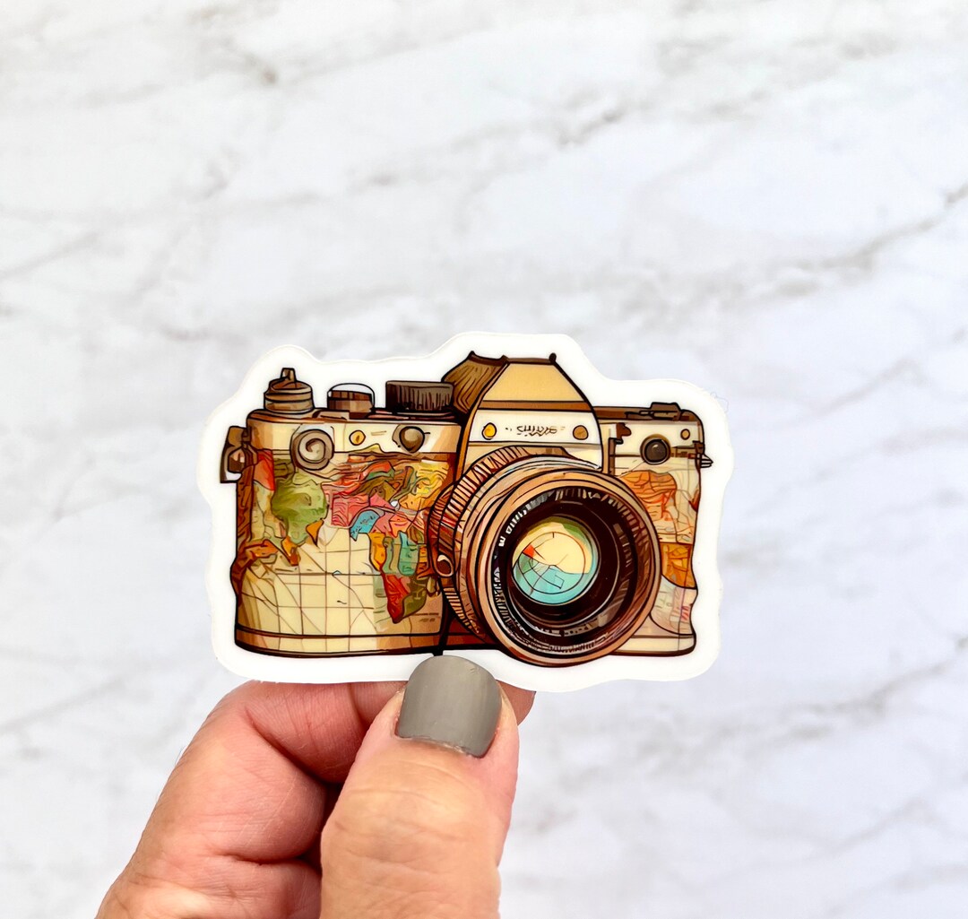 Photography Sticker, World Map Camera, Photographer Gift, Art Lover ...