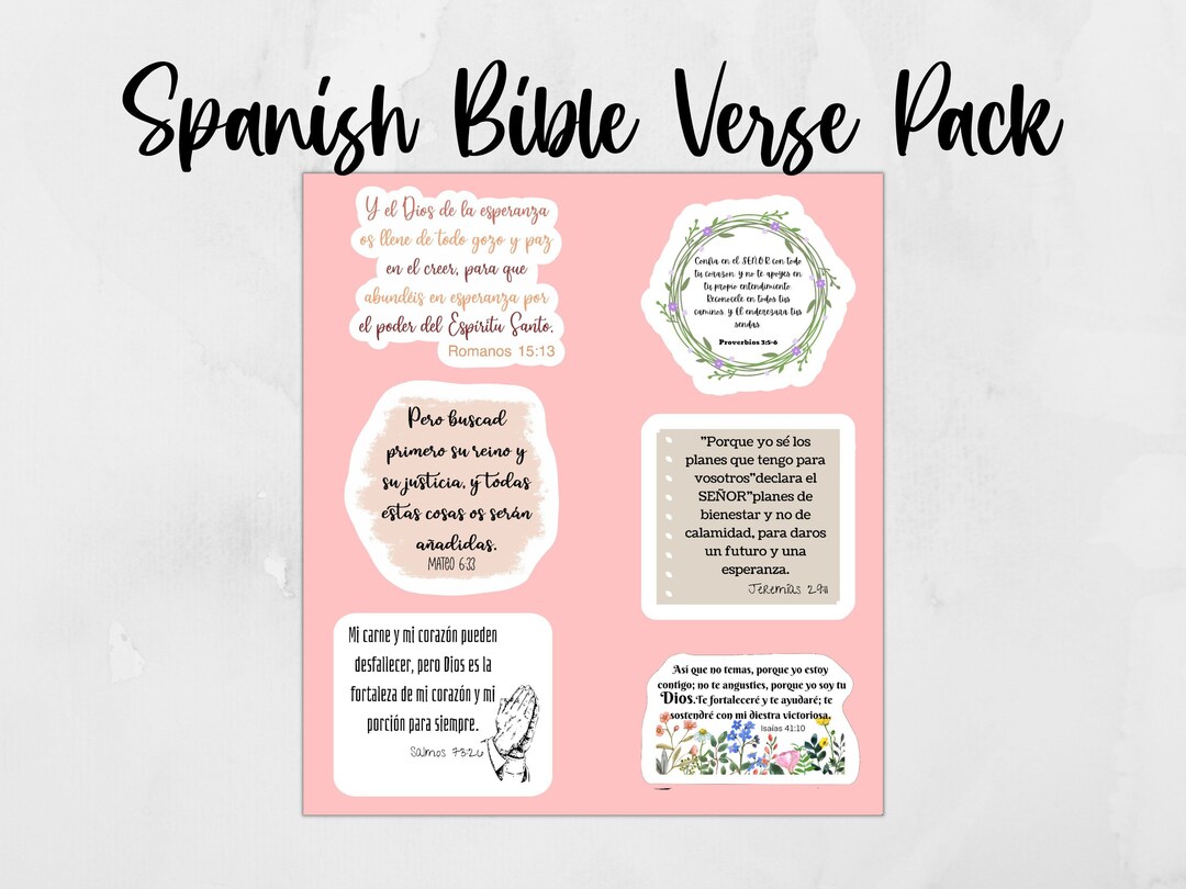 Spanish Bible Verse Vinyl Sticker Pack, Christian Sticker, Spanish ...