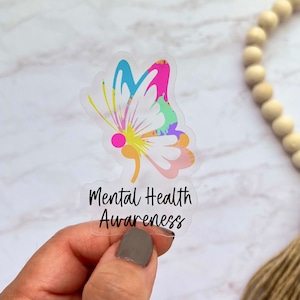 Mental Health Awareness CLEAR Sticker, Mental Health Decal, Semicolon ...