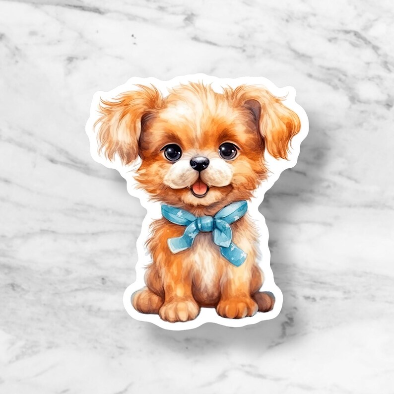 Cute Dog Vinyl Sticker, Waterproof Puppy Sticker, Aesthetic Dog Decal ...