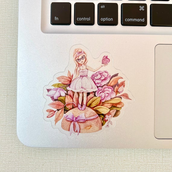 Cute Girl Sticker Plant CLEAR Sticker Girl Fairy Flower - Etsy