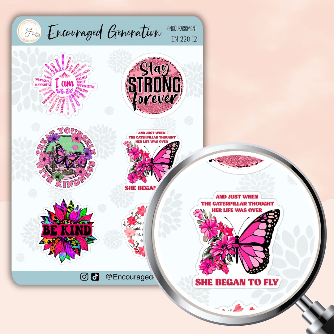 Treat Yourself With Kindness Sticker Sheet, Maya Angelou Quote, Mental ...