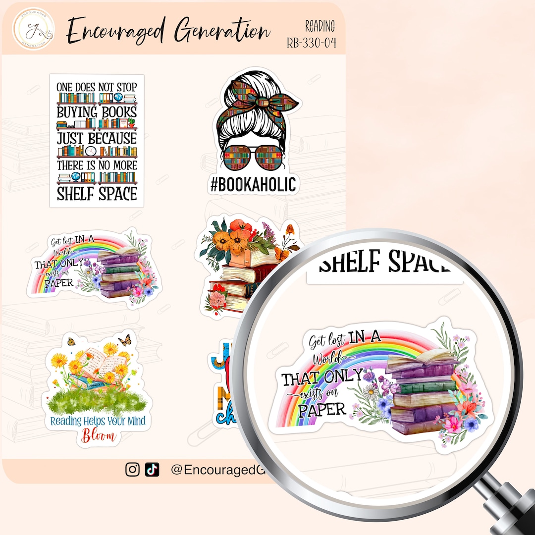 Bookaholic Sticker Sheet, Rainbow Floral Book Sticker, Book Lover ...