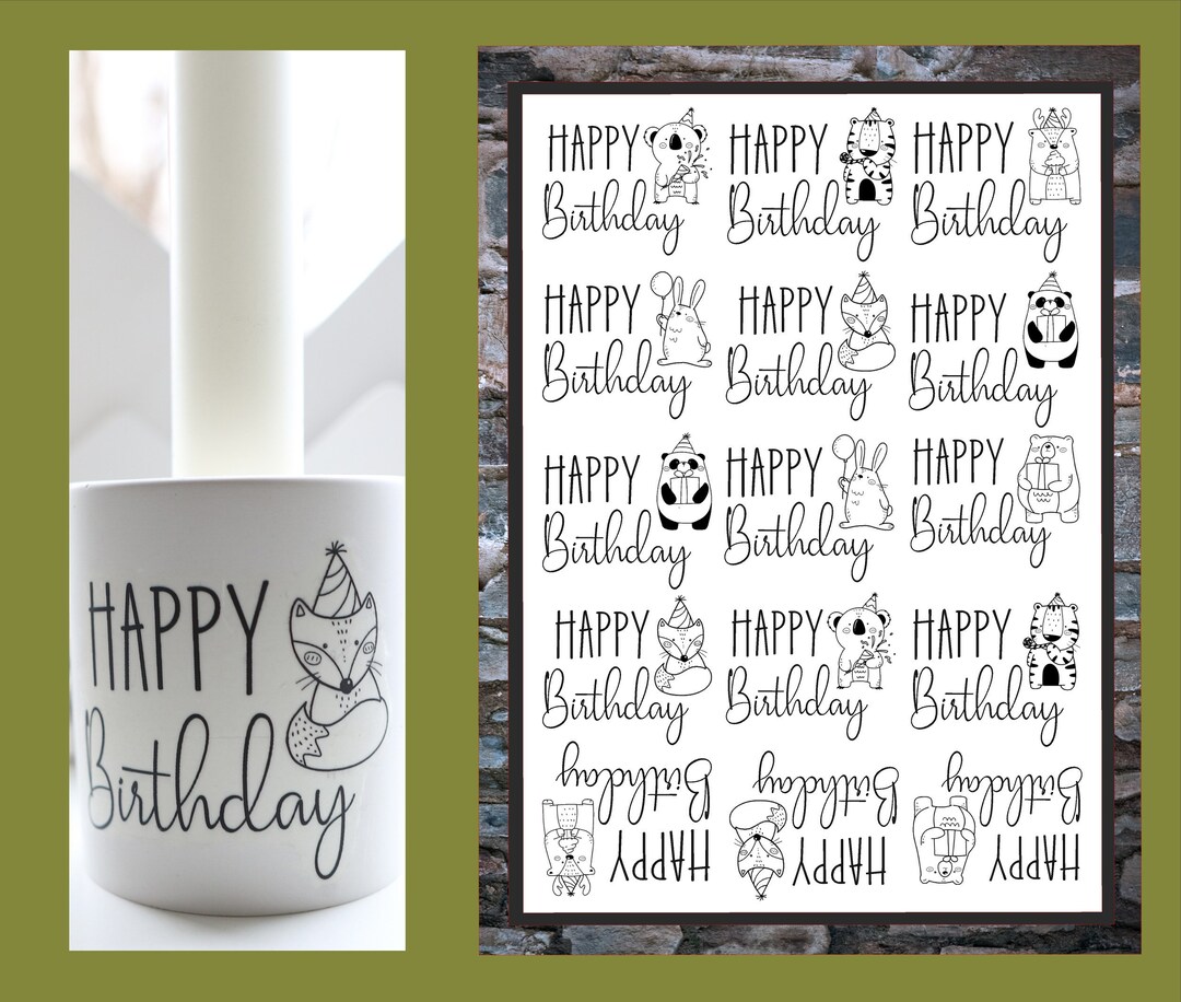 A4 Happy Birthday Rub Sticker Raysin Rub Transfer Sticker - Etsy.de