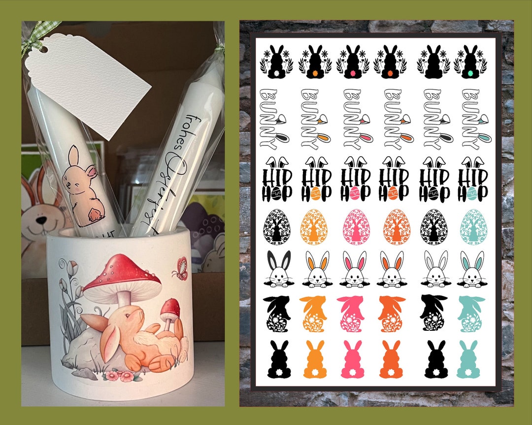 A4 Osterhase Rub Sticker Raysin, Oster Rub Transfer Sticker Dekoration ...