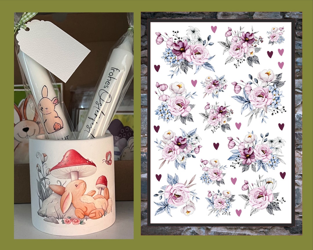 A4 Pfingstrosen Rub Sticker Raysin, Rub Transfer Sticker Dekoration ...