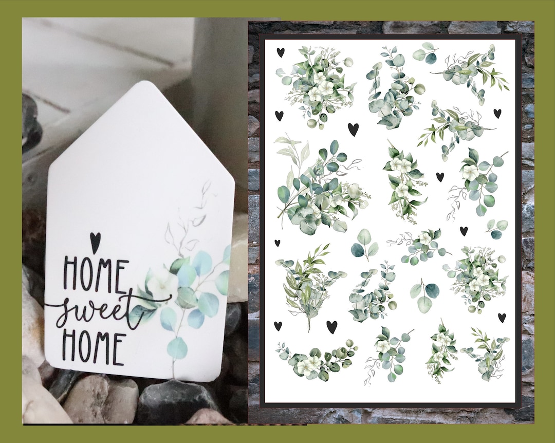 A4 Eukalyptus Rub Sticker Raysin Rub Transfer Sticker - Etsy.de