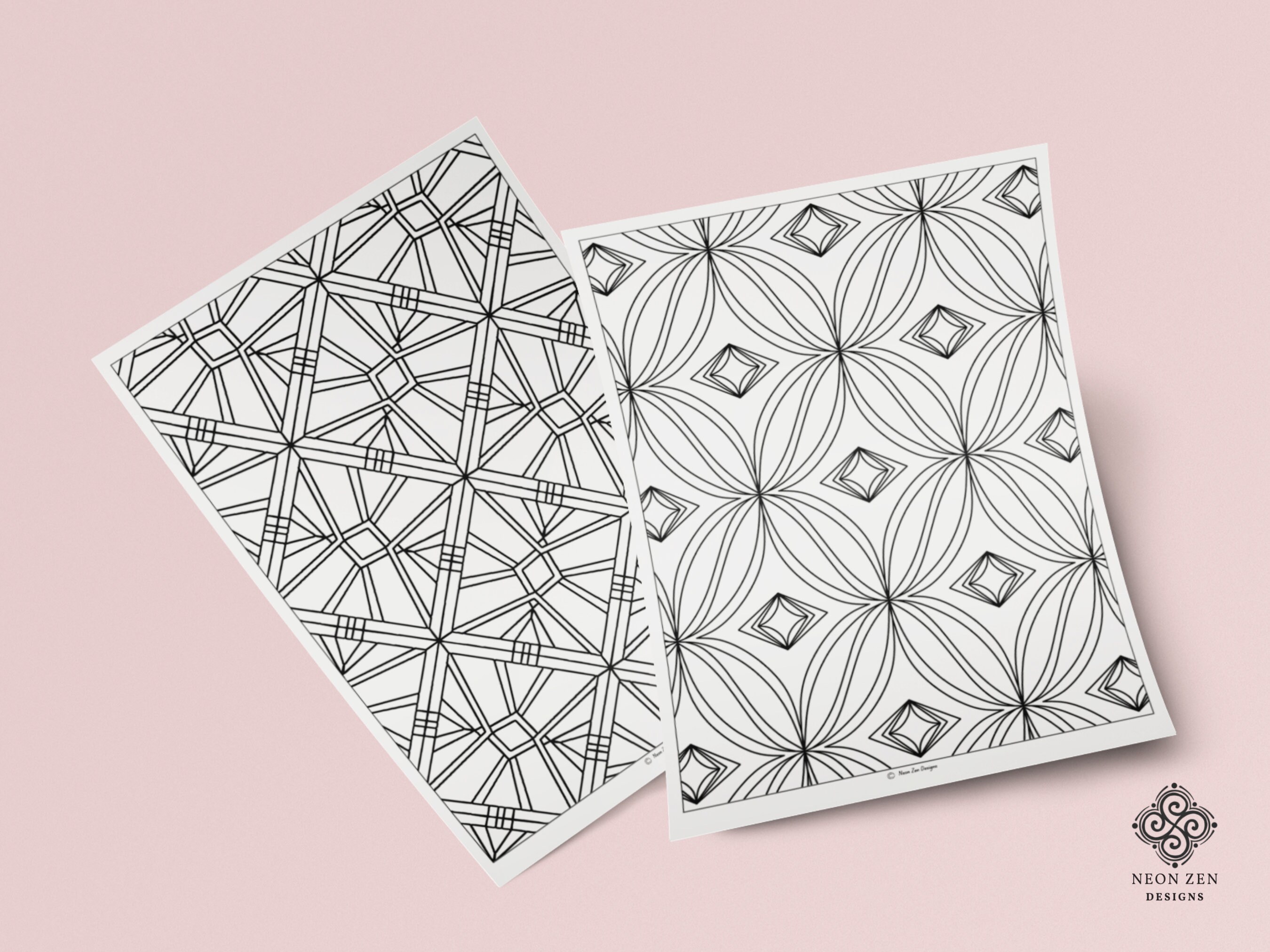 PRINTABLE Geometric Colouring Pages, Pack of 10, Adult Abstract Pattern ...