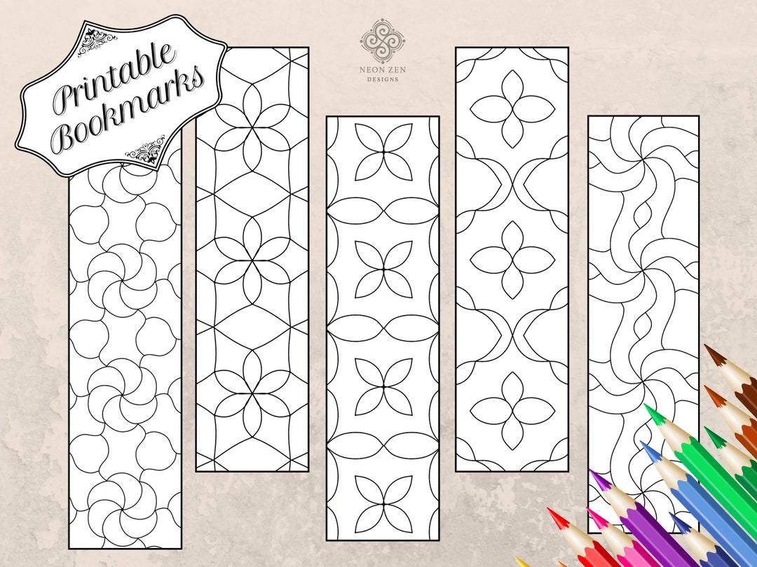 PRINTABLE Geometric Colouring Bookmarks, 5 Bookmarks to Colour Yourself ...