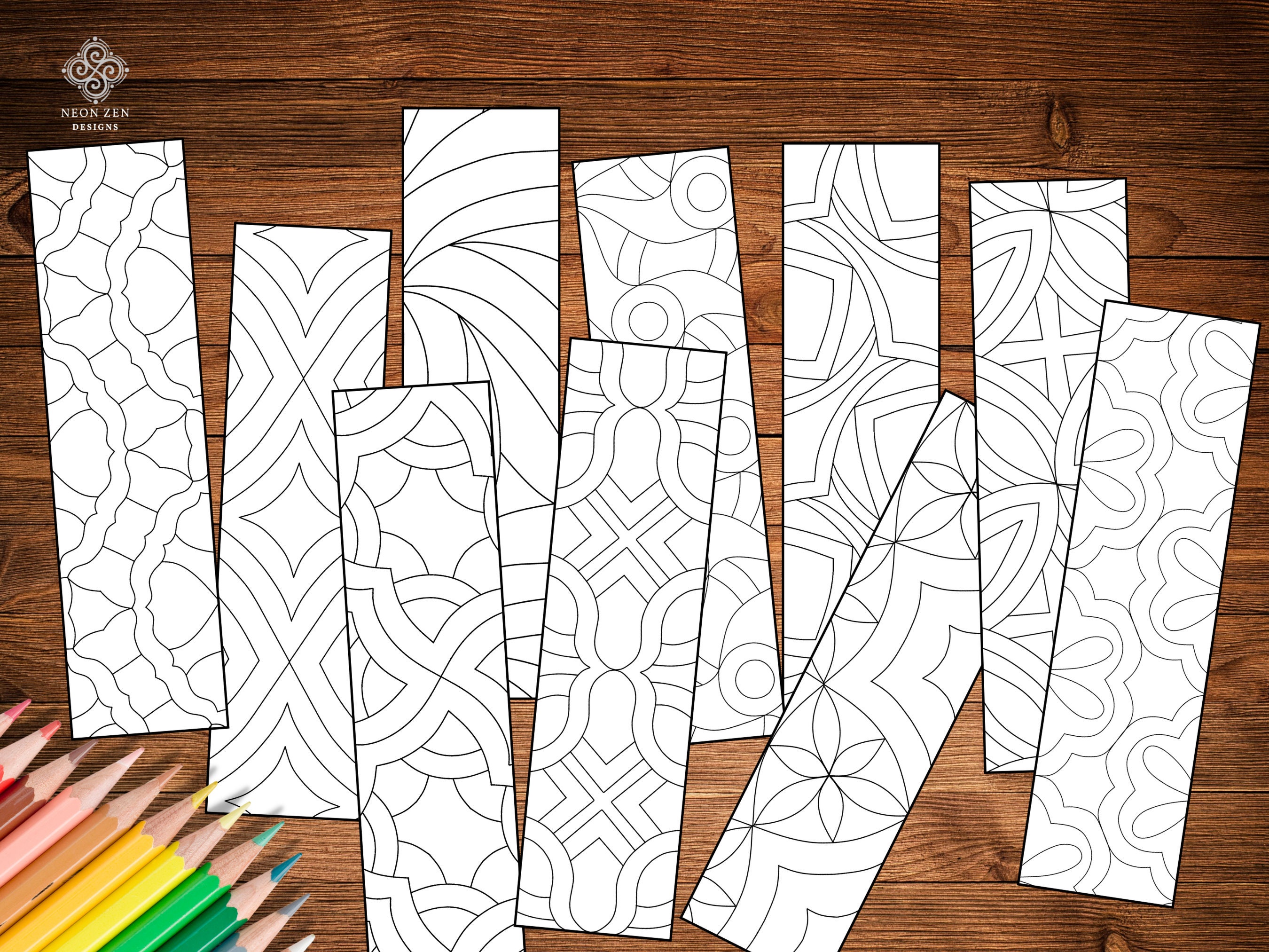 PRINTABLE Bundle of 20 Colouring Bookmark Set, Mini Adult Colouring ...