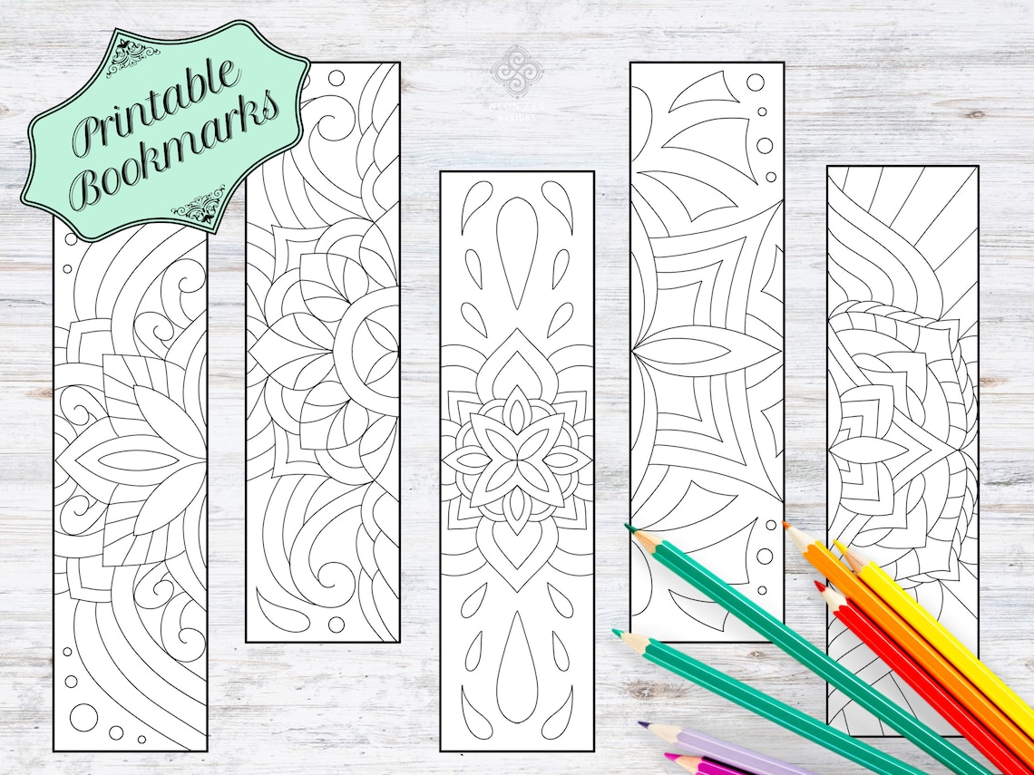 PRINTABLE Mandala Colouring Bookmarks, DIY Printable Bookmark Set ...