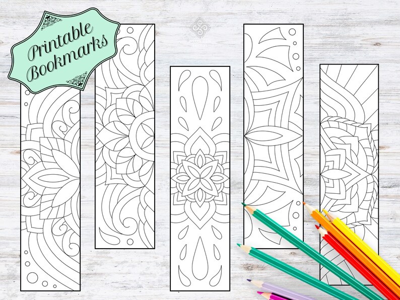 PRINTABLE Mandala Colouring Bookmarks, DIY Printable Bookmark Set ...