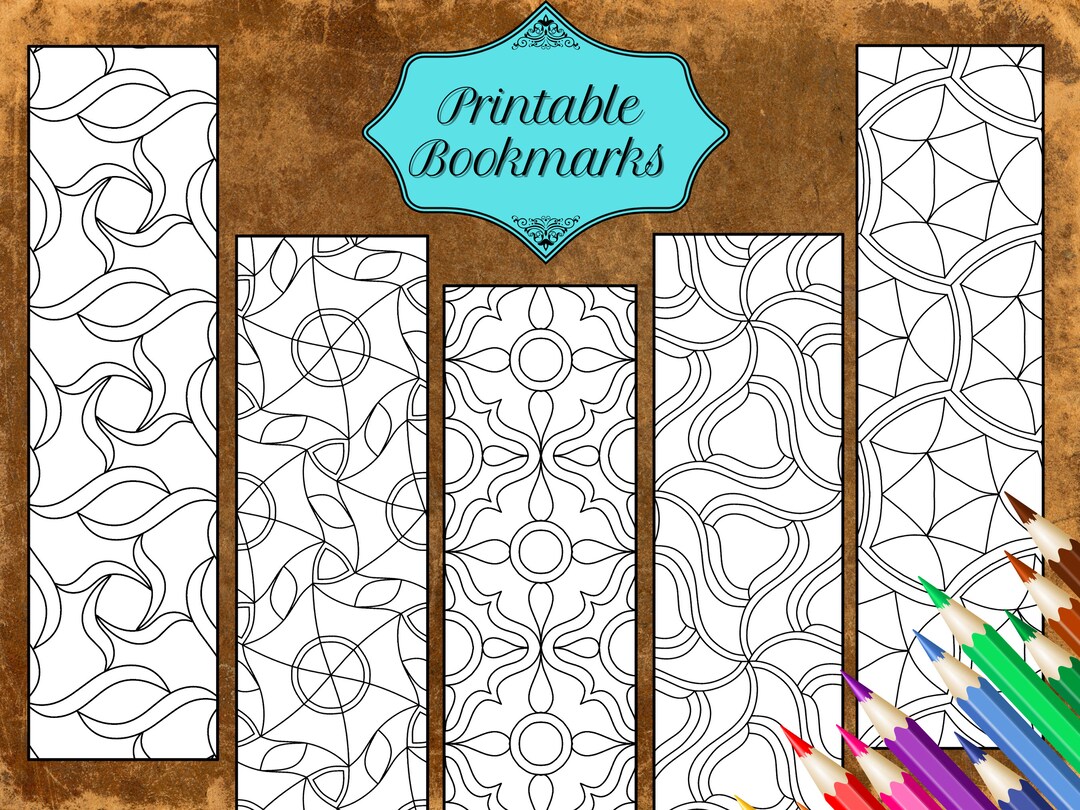 PRINTABLE Colouring Bookmarks Set of 5, Geometric Adult Colouring, Mini ...