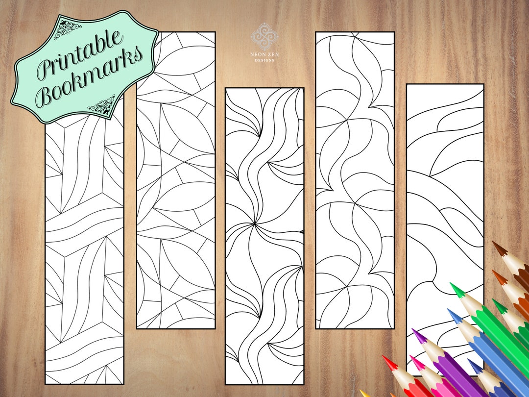 PRINTABLE Colouring Bookmarks, Set of 5, Zen Colouring Page, Abstract ...