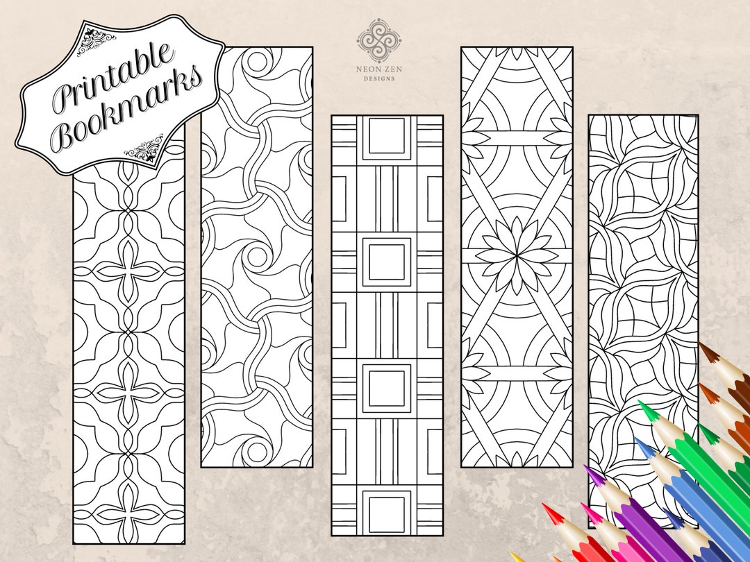 PRINTABLE Colouring Bookmarks Set of 5, PDF Bookmarks, Last Minute Gift ...