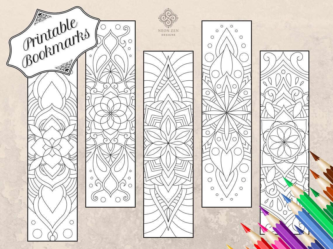 PRINTABLE 5 Mandala Colouring Bookmarks, Mini Colouring Book, DIY ...