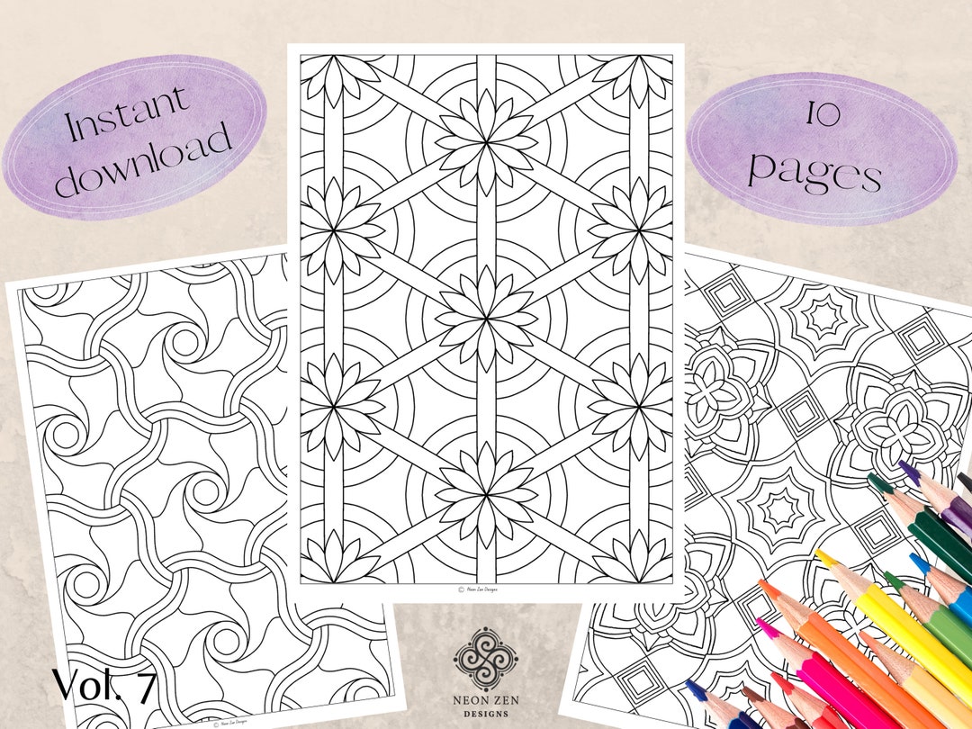 PRINTABLE Geometric Colouring Book Pages Abstract Pattern - Etsy