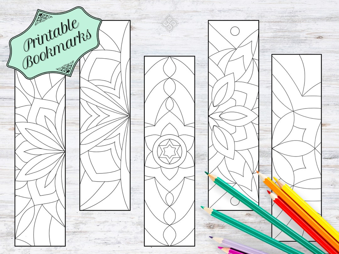 PRINTABLE Bookmark Set, 5 Mandala Colouring Bookmarks, Zen Colouring ...