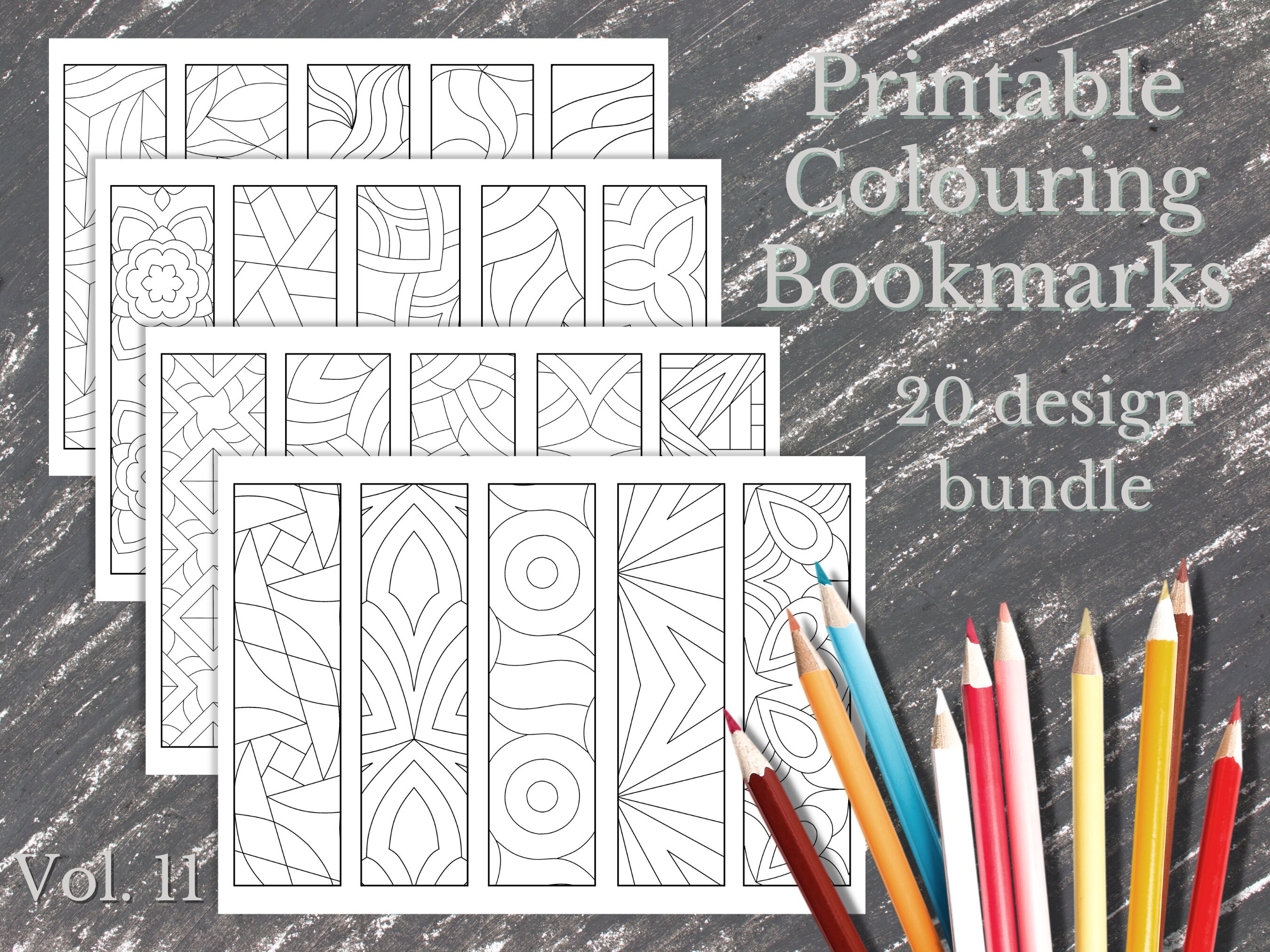 PRINTABLE Bookmarks Bundle of 20 Colouring Bookmarks Last | Etsy