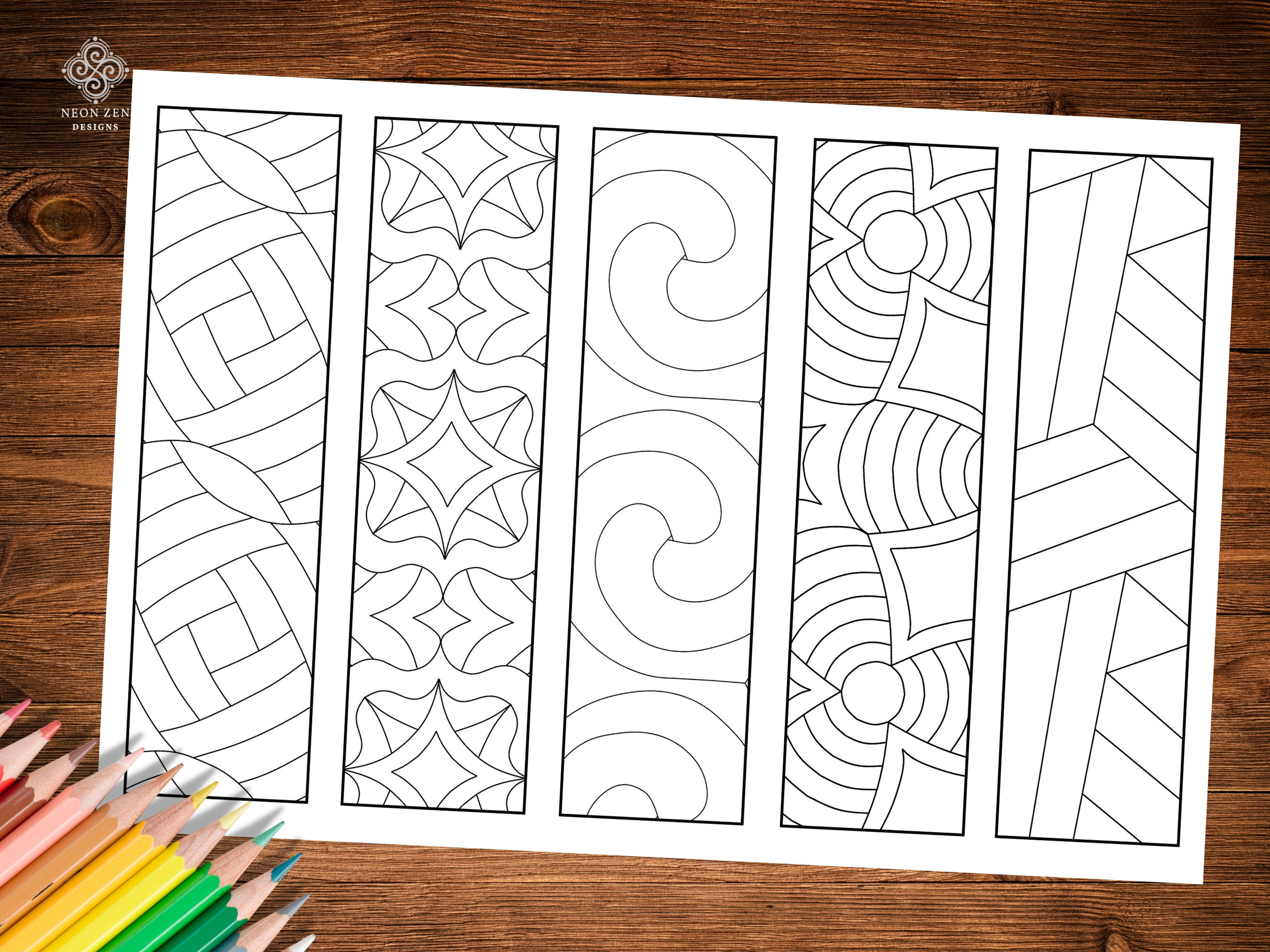 PRINTABLE Colouring Bookmarks Set of 5, Simple Colouring, Colour Your ...