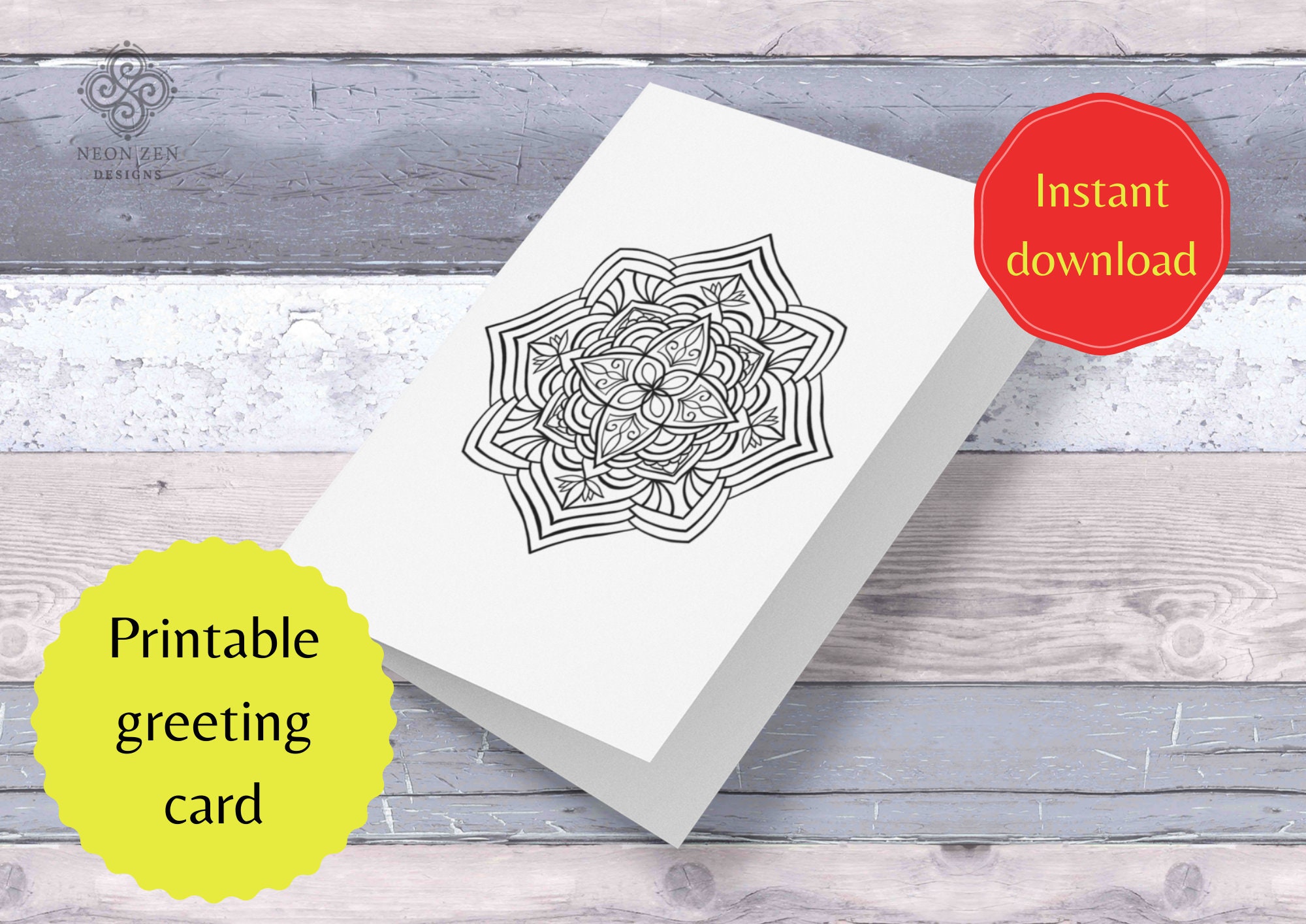 PRINTABLE DIY Greeting Card Adult Colouring Sheet Print at - Etsy