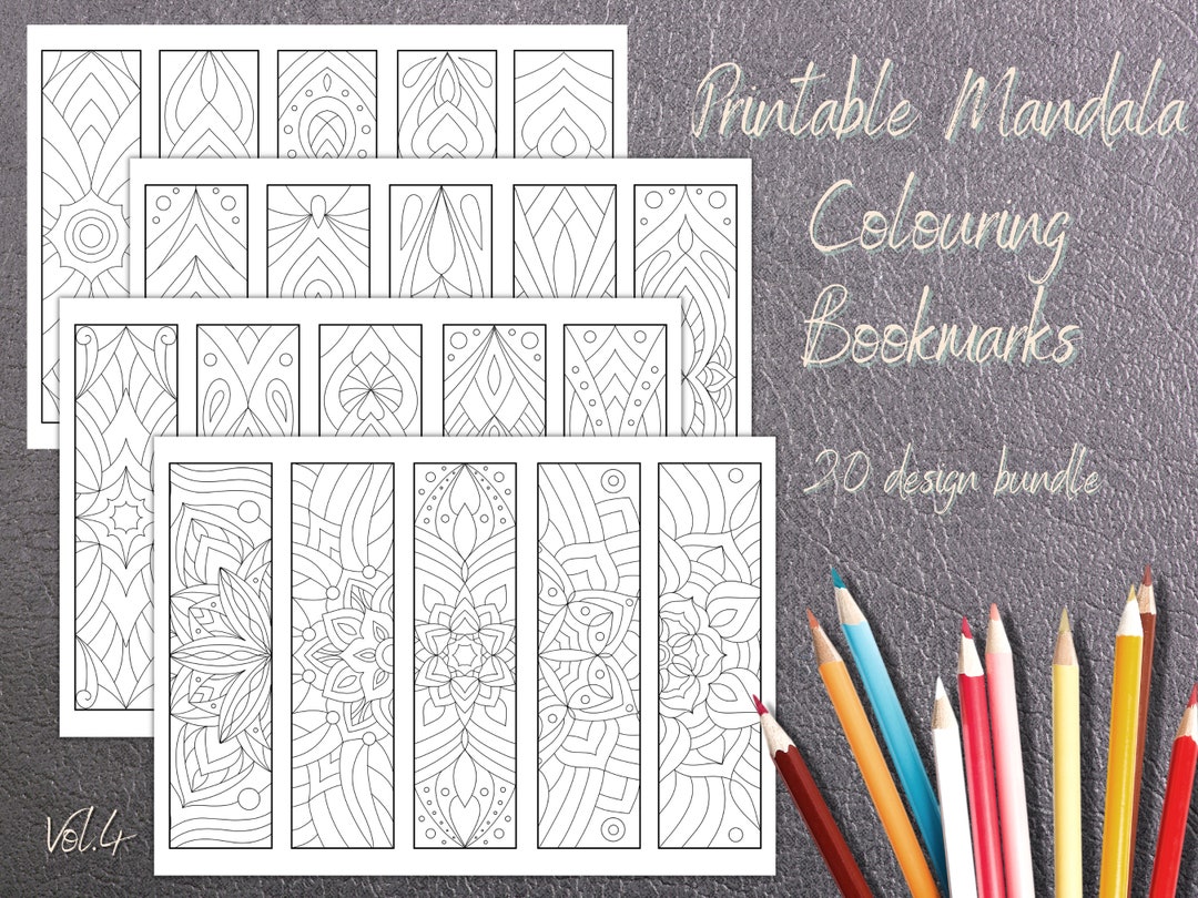 PRINTABLE Mandala Colouring Bookmarks, Bundle of 20 Printable Bookmarks ...