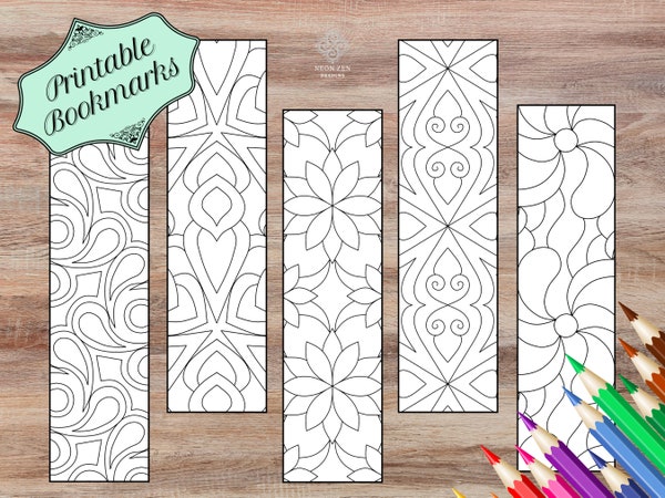 Printable Coloring Bookmarks, Digital Book Marks, Cute Printable Book ...