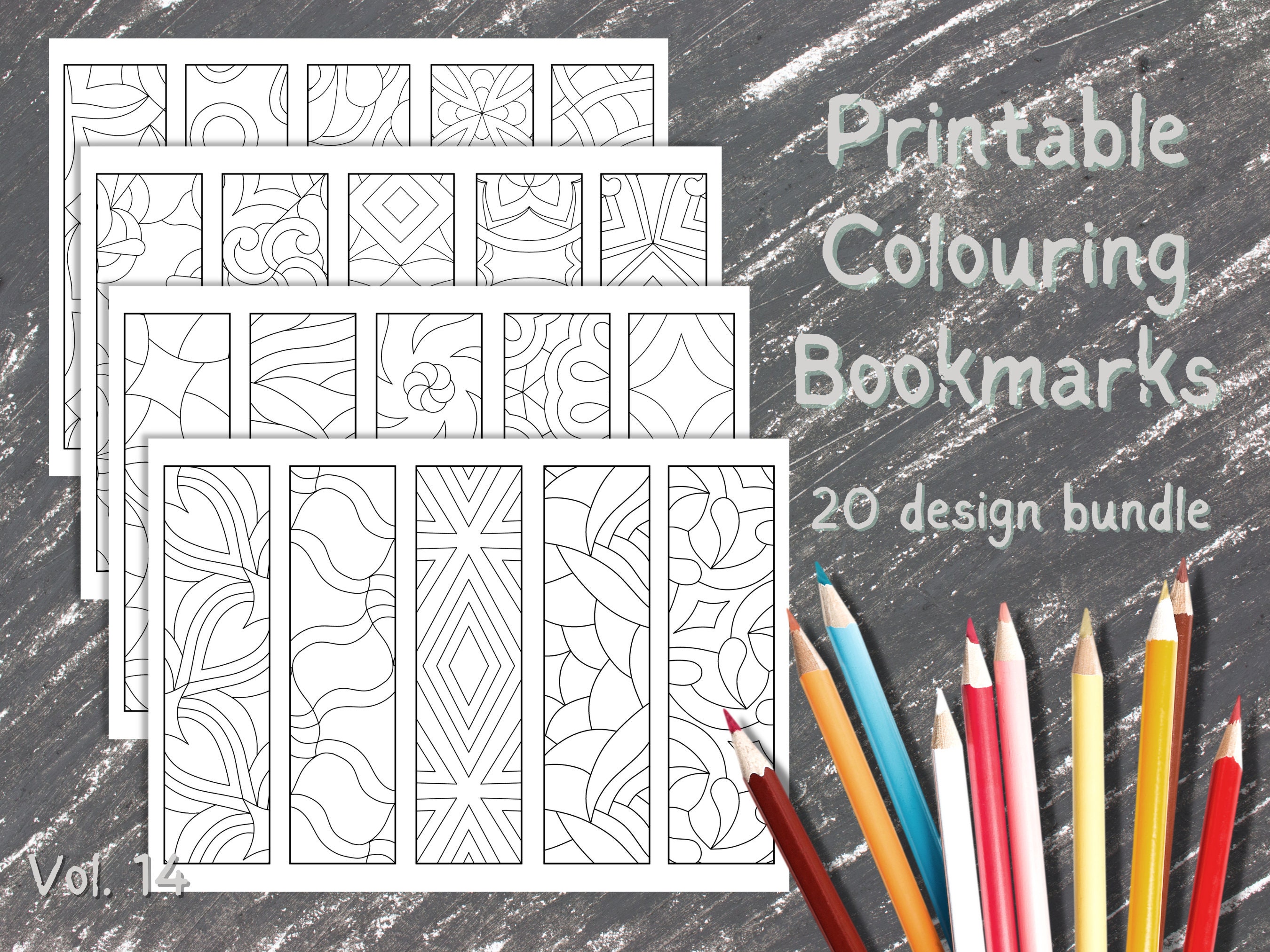 PRINTABLE Bookmarks Bundle of 20 Colouring Bookmarks Zen - Etsy