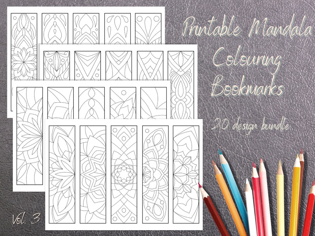PRINTABLE Colouring Bookmarks, Bundle of 20 Printable Bookmark Set ...