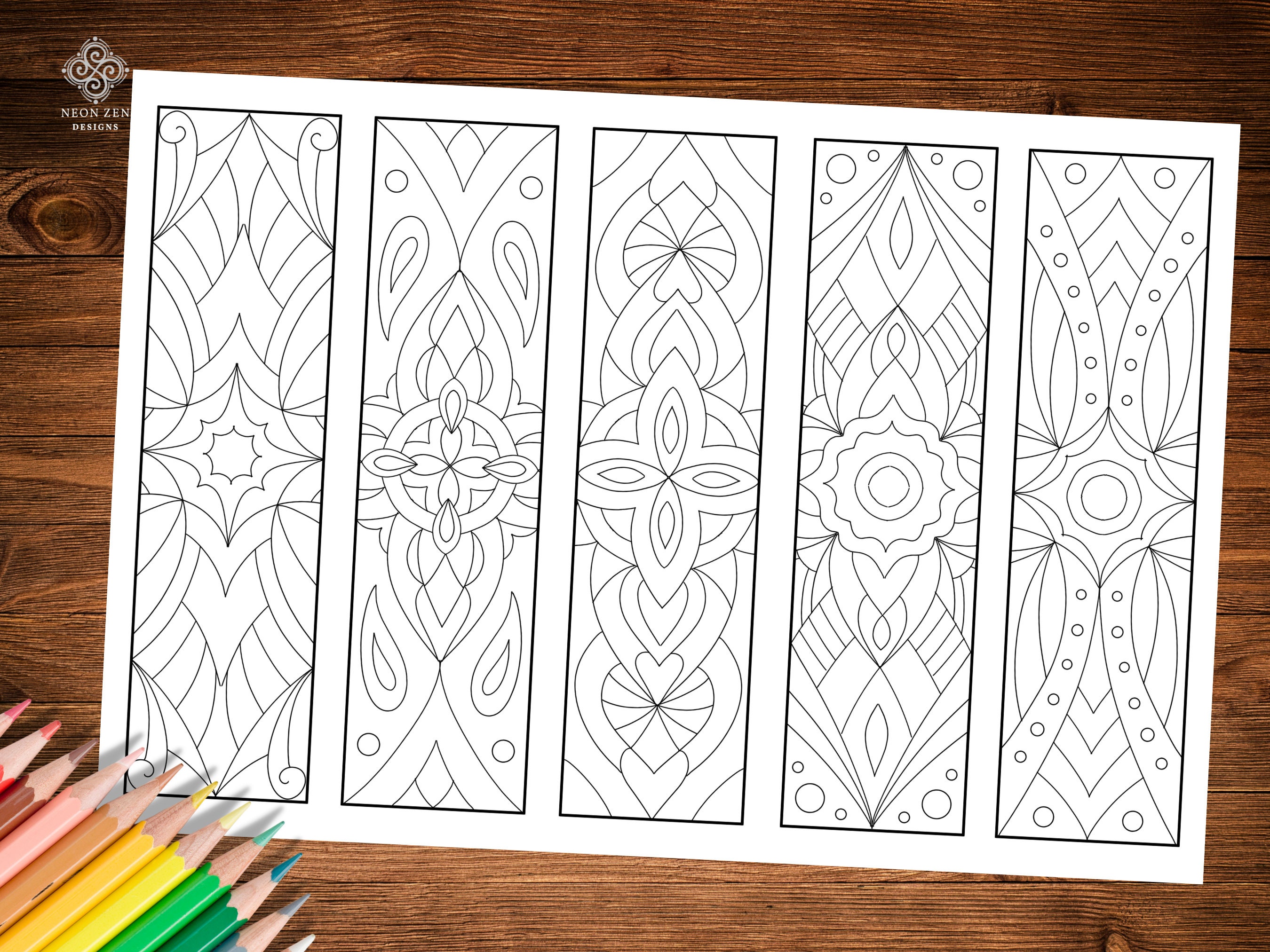 PRINTABLE 5 Mandala Colouring Bookmarks, Mini Colouring Book, DIY ...