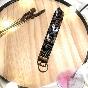 Japanese Inspired Fabric japanese Sea Wave and Japanese Flower Keychain ...