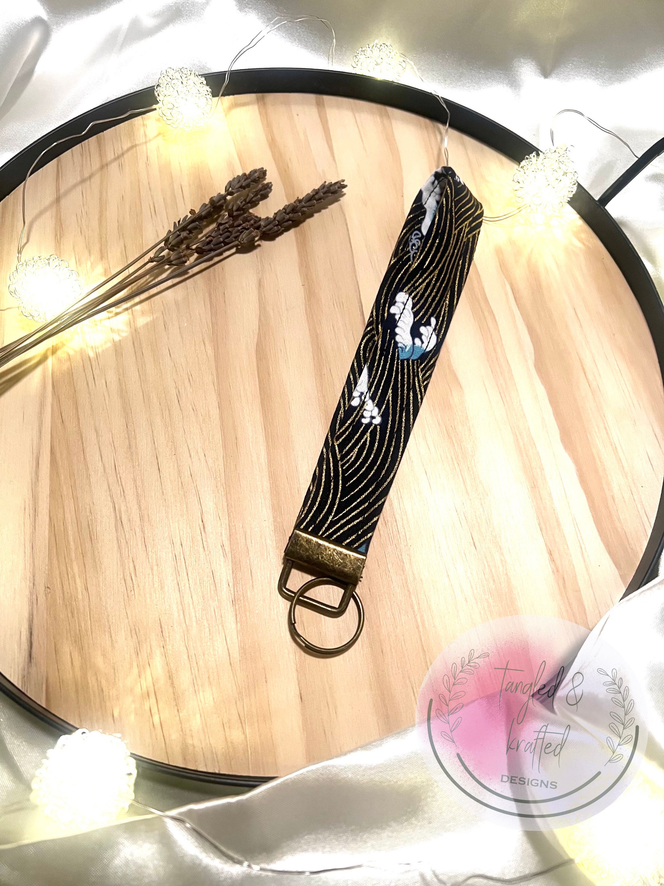 Japanese Inspired Fabric japanese Sea Wave and Japanese Flower Keychain ...