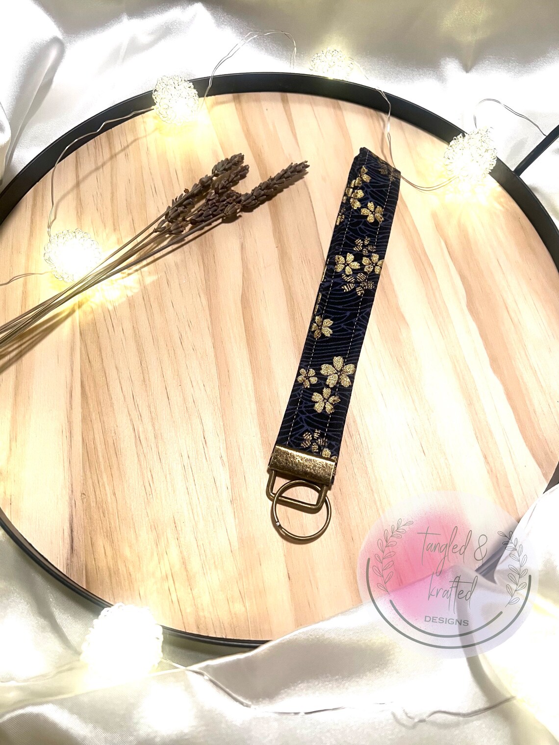 Japanese Inspired Fabric japanese Sea Wave and Japanese Flower Keychain ...